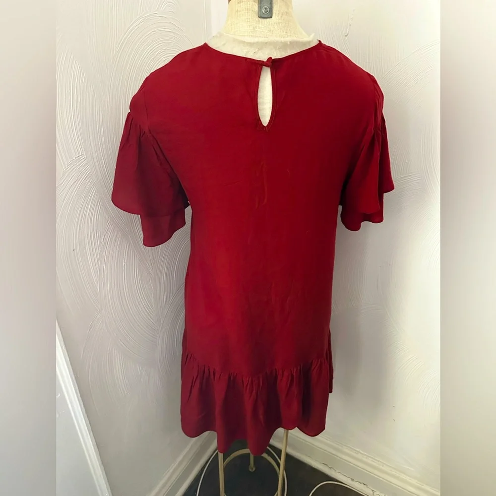 ASOS | Dresses | Asos Deep Wine Red Asymmetrical Ruffle Dress Sz 4 ...